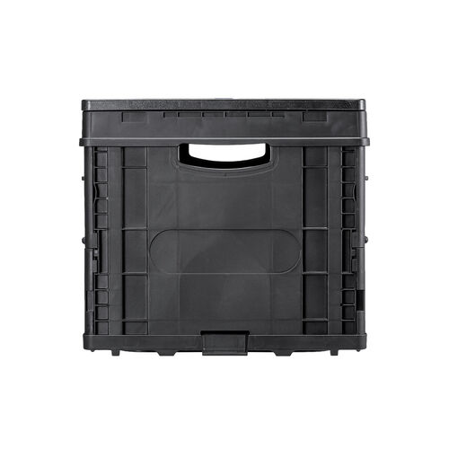 折りたたみコンテナ（容量65L・耐荷重25kg・サイドオープン・取り外せるフタ付き・スタッキング・荷物収納・保管・防災・アウトドア・ブラック） EZ1-CNT001CV | 激安通販のイーサプライ