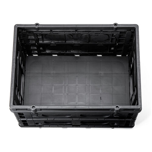 折りたたみコンテナ（容量65L・耐荷重25kg・サイドオープン・取り外せるフタ付き・スタッキング・荷物収納・保管・防災・アウトドア・ブラック） EZ1-CNT001CV | 激安通販のイーサプライ