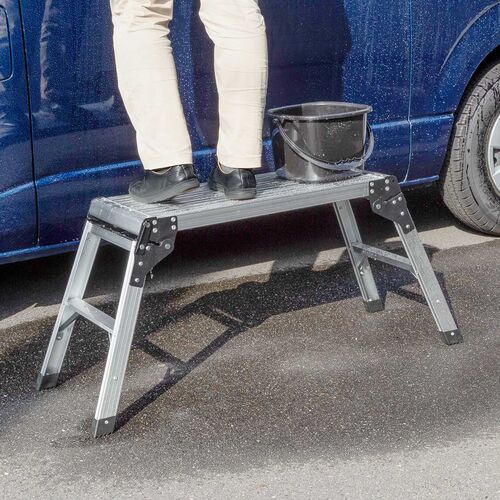 脚立（アルミ製足場台・洗車台・幅広・軽量・踏み台・折りたたみ2段・頑丈・耐荷重150kg） EZ15-SNCSTL52 | 激安通販のイーサプライ