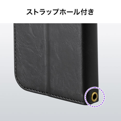 iPhone15 専用 手帳型ケース（ブラック・PUレザー・収納ポケット・スタンド機能・画面保護・ストラップホール付き） EZ2 ...