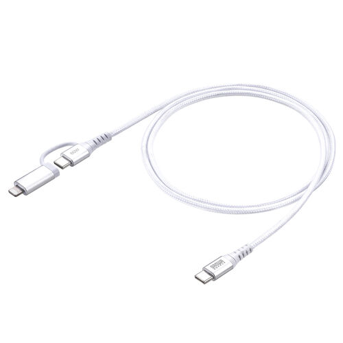 USB Type-C Lightning 2in1 USBケーブル（1m・TypeC-C・PD60W対応・MFi認証品・データ転送・iPad iPhone13，14，15，16・メッシュ ...