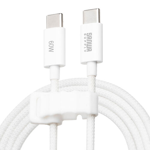 USB Type-Cケーブル（USB PD60W・1m・ケーブルバンド付き・シリコンメッシュ・絡まない・しなやか・CtoC・タイプC・USB2.0・充電・データ転送・スマホ・タブレット ...